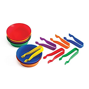 edxeducation Sorting Bowls & Tweezers - Set of 12 - 18m+ - 6 Colors - Counting and Sorting Toy for Toddlers - Early Math and Fine Motor Skills