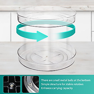 Ech.Apr Lazy Susan Turntable 360° Rotating Cabinet Organizer Clear Spice Rack Organizer for Cabinet, Pantry, Kitchen (2 tier-11 inch)