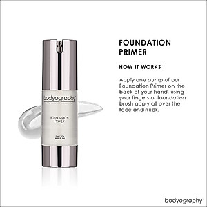 BODYOGRAPHY - Foundation Primer (Clear): Flawless Anti-Aging Salon Makeup Primer w/Vitamin E, A, Jojoba, Grapeseed Oil | Control Shine | Gluten-Free, Cruelty-Free, 1 oz.