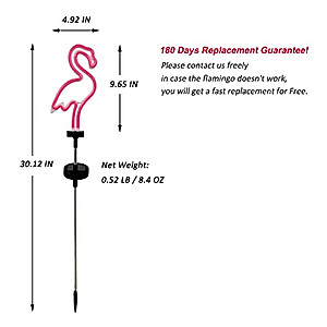 Pink Flamingo Solar Garden Stake Light, 1 Pack Outdoor Solar Pathway Light for Lawn Patio Yard Walkway, Neon Pink Lighting (30" Height)