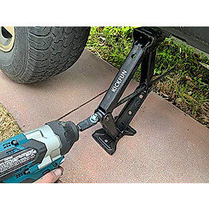 KickFun 1/2" Scissor Jack Adapter for Use with 1/2 Inch Drive/Impact Drills/Ratchet or Standard Drive Sockets or 13/16 Inch Lug Wrench/Tire Iron or Socket/Easy Lifting (1Pc Set Black)