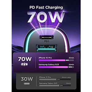 70W 4 Port Super Fast USB C Car Charger Adapter - A Must for Family Travel