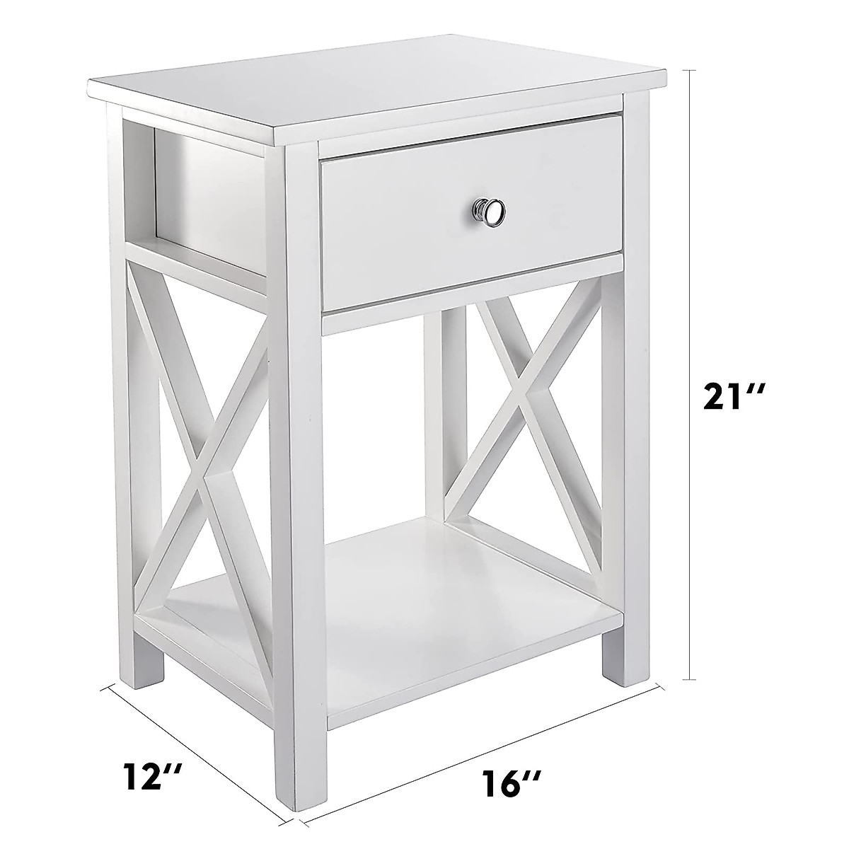 MAGIC UNION X-Design Side End Table Night Stand Storage Shelf with Bin Drawer