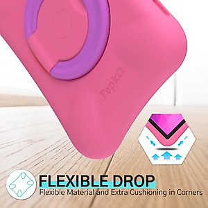 PEPKOO Kids Case for Fire HD 8 & HD 8 Plus Tablet, Light Weight Flexible Shockproof Cover with Foldable Handle Kickstand for Amazon Kindle Fire Tablet 10th Generation 2020, Pink Purple