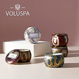 Voluspa Bourbon Vanille, Mini Tin Candle, 4 oz, 25 Hour Burn Time, All Natural Wicks and Coconut Wax for Clean Burning, Vegan, Poured in the USA