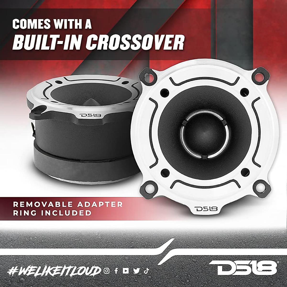DS18 Bundle Car Speakers - 4X 6.5 Loudspeaker with Bullet 4-Ohm 120 Watts Peak & 4X 3” PRO Aluminum Super Bullet Tweeter 240 Watts Peak with Built in Crossover - Pro Car Audio Package Mid and High
