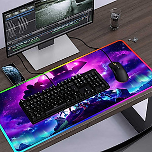 RGB Large Gaming Mouse Pad Galactus Skin,12 Lighting Modes & Non-Slip Rubber Base Mousepad-Long Glowing Laptop Desk Pad,Computer Keyboard and Mice Combo Pads Mouse Mat-31.5X15.7