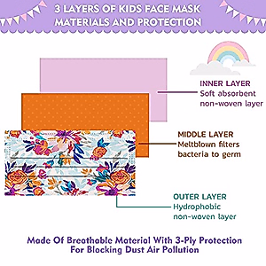 Wtosuhe 3-Ply Floral Disposable FaceMask with Spring Flower Printed Designs, 50 Pack Adults Spring Breathable FaceMasks with Nose Wire for Women Men