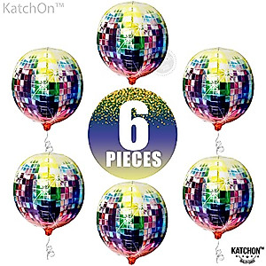 Giant, Disco Ball Balloons 22 Inch - Pack of 6, Disco Balloons | 4D Round 360 Degree Disco Ball Balloon for 80s Party Decorations | Neon Balloons for Disco Party Decorations | 70s Party Decorations