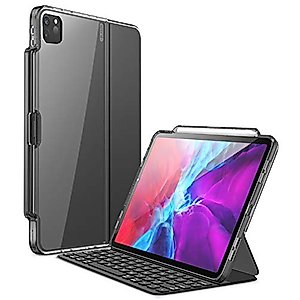 i-Blason Halo Series Case for New iPad Pro 12.9 Inch (2022/2021/2020/2018 Release), [ONLY for Use with Smart Keyboard Folio & Official Smart Folio] Clear Protective Case with Pencil Holder (Black)