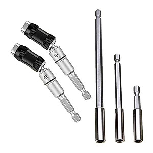 MXiiXM® Flexible Drill Bit Extension Pivot Bit Holder Set, 3Pcs Drill Bit Holder and 2Pcs Hex Pivoting Bit Tip Holder with Ring, Flexible Magnetic Screwdriver Bit for Tight Spaces or Corners