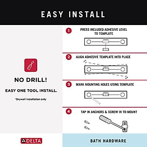 DELTA FAUCET 78935-SS Tetra Towel Hook, Stainless Steel