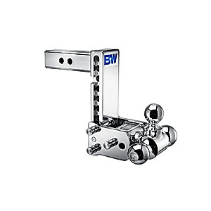 B&W Trailer Hitches Chrome Tow & Stow Adjustable Trailer Hitch Ball Mount - Fits 2" Receiver, Tri-Ball (1-7/8" x 2" x 2-5/16"), 7" Drop, 10,000 GTW - TS10049C