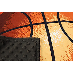 Dear Baby Gear Deluxe Baby Blankets, Custom Minky Print Basketball, 38 Inches by 29 Inches