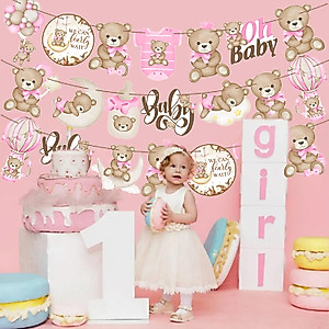 Pink We Can Bearly Wait Baby Shower Banners Bear Baby Shower Party Decorations Bear Banner for Baby Shower Teddy Bear Cutout Banner for Girls Bear Birthday Party Supplies