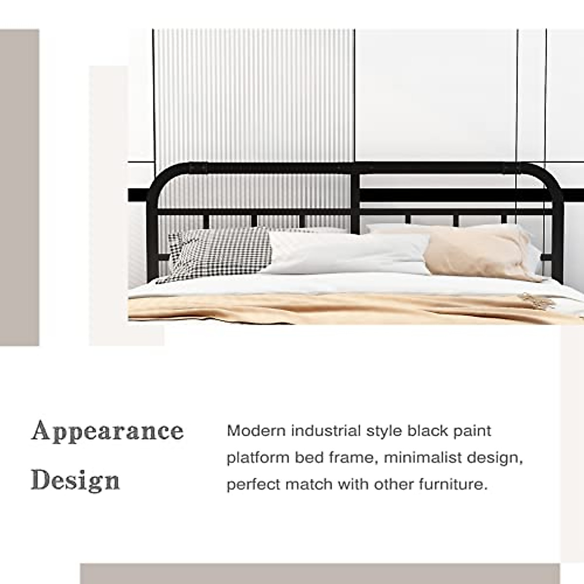 alazyhome King Bed Frame Heavy Duty Metal Platform with Headboard and Footboard Sturdy Steel Support No Box Spring Needed Easy Assembly Black