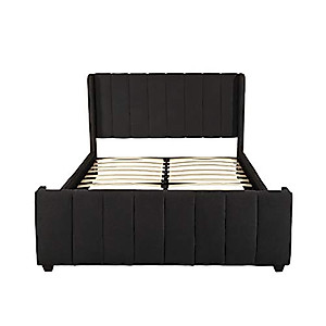 Christopher Knight Home Riley Fully-Upholstered Bed Frame-Queen-Size-Traditional-Black