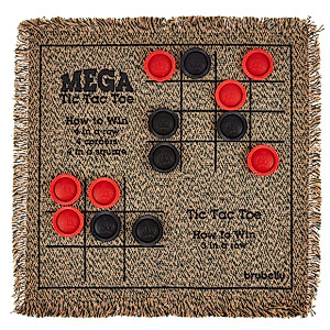 Giant & Mini Checkers Rugs Bundle - 2 Reversible Checkerboard Rugs with 3-in-1 Checkers + Classic & Mega Tic Tac Toe - 26" x 26" & 12" x 12" Rugs for Travel, Parties, & Family Board Game Nights