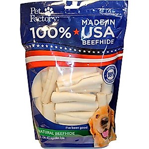 Pet Factory 78121 Beefhide | Dog Chews, 99% Digestive, Rawhides to Keep Dogs Busy While Enjoying, 100% Natural Flavored Rolls, 1 Pound Pack 3-3.5" Size, Made in USA