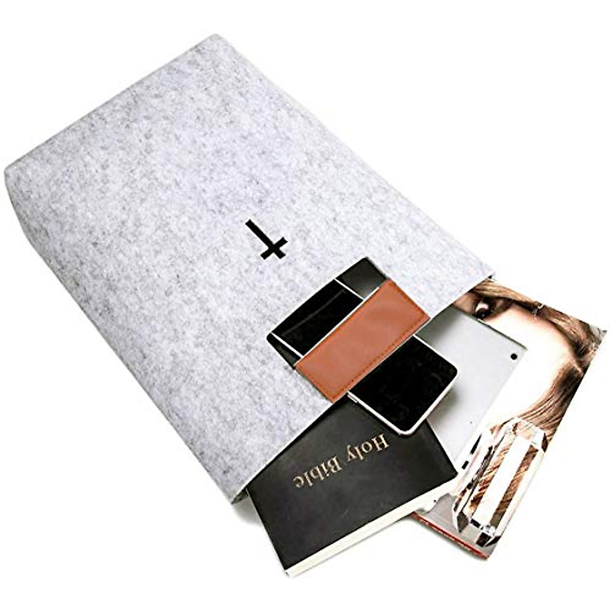 Bible Bag, Felt Bible Tote, Bible Carrying Case, Church Bag, Carved Cross Bible Cover for Women & Men Bible Study Case, Christmas Gift