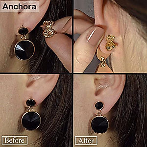 ANCHORA Original Magic Earring Backs for Droopy Ears | Earring Lifters for Heavy Earring | Earing Lifter Backs BAX | Earlobe Secure Clear Miracle (2 Silver 1 Gold)