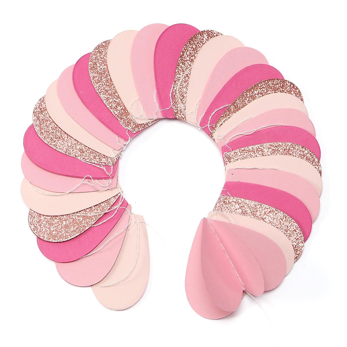 Rose-Gold Hot-Pink Party-Decorations Heart Garland - 39Ft 3D Wedding Bridal Shower Hanging Paper Streamers Banner,Baby Girl Birthday Bachelorette Engagement Mohters Valentines Day Brunch Decor Ouruola