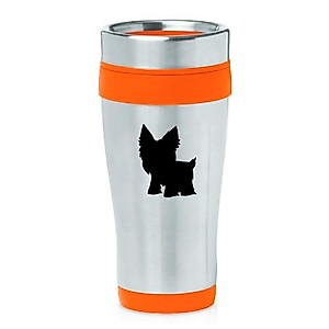 16oz Insulated Stainless Steel Travel Mug Coffee Mug Tumbler Yorkie (Orange)