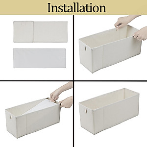 Fordonral 4 Pcs Fabric Narrow Storage Bins for Drawer, Shelf, Closet, Countertop, Small baskets for Organizing, Sock Underwear Organizer, Long Storage Container Bin