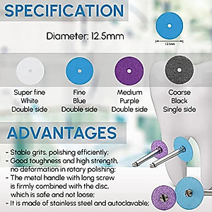BELEON Dental Abrasive Discs with Metal Connector - Dental Kit for Polishing Sanding Finishing Grinding - Tooth Polish Disc - Set100pcs Discs + Mandrel