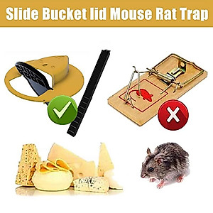 Mouse Trap Bucket, Auto-Reset Flip and Sliding Bucket Lid Mousetrap, Humanized Mousetrap, Mousetrap for Indoor Outdoor Garage Patio Coop, Compatible with 5 Gallon Buckets (2 Pack)
