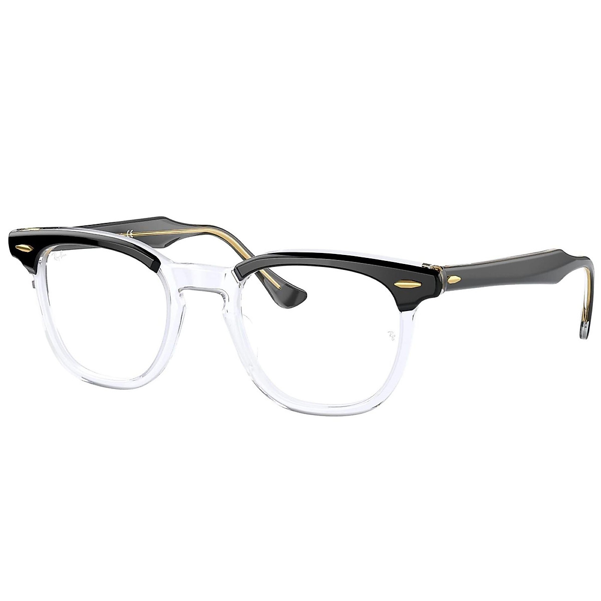 Ray-Ban RX5398 Hawkeye Square Prescription Eyewear Frames, Black On Transparent/Demo Lens, 48 mm