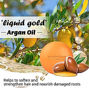 SAPHUS Bar Shampoo and Conditioner Bar Set for Dry & Curly Hair, Argan Oil Solid Shampoo Bar and Conditioner Bar Soap for Strengthening, Cleansing & Moisturizing, Travel Size, Zero Waste, 2pc Set