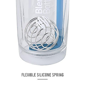 Stay-In-Bottle Reusable Silicone Straws for BlenderBottle Shaker Bottles, Black and Blue (2 Pack)