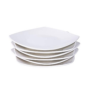 Cutiset Porcelain Dessert, Salad Plates, Set of 6 , White ( 7 inch, Square)