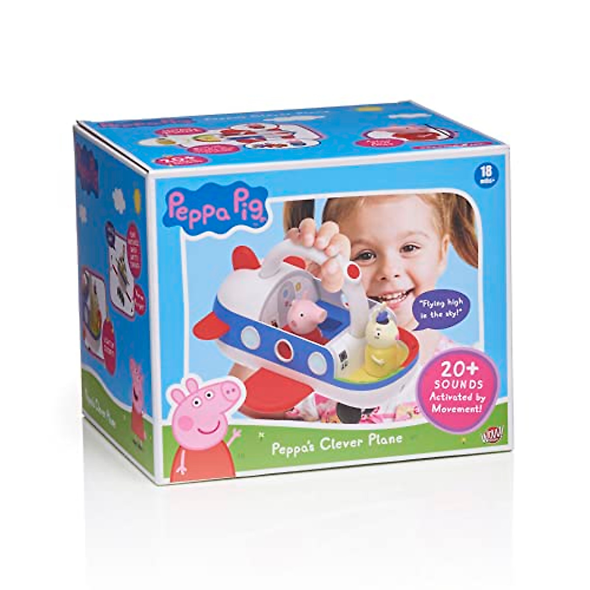 WOW! STUFF Peppa Pig Toys Clever Plane | Pre-School Learning Interactive Toy | 25+ Lights, Sounds and Phrases | Reacts to Motion Detection | for Toddlers Both Girls and Boys Ages 3+, White