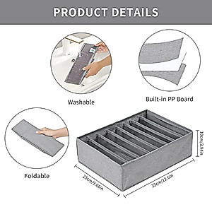 Qozary 4 Pack Drawer Organizers for Clothing, 8 Grids Foldable Closet Organizers and Storage Bins for Bedroom, Dresser Organizer Boxes for Thin T-shirts, Tank Tops, Camisoles, Tights, Leggings