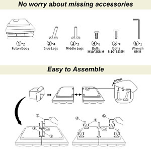 Maxspeed Sofa Bed, Convertible Memory Foam Sofa, Modern Loveseat Sleeper with Adjustable Armrests and Backrest, Faux Leather Futon for Living Room, Office, Small Space, Brown