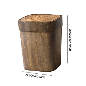 Imitation Wood Trash Can Rectangular Trash Bin Waste Basket Compact Garbage Container Bin for Bedroom Living Room Kitchen, S