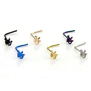 Beydodo 6Pcs Nose Piercing Jewelry L Shaped Surgical Steel Nose Rings for Women L Shaped with Scorpion