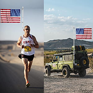 Upgraded Flag Pole Kit w/ 2-Position Bracket Holder & Rotating Flag Rings - 5FT to 6Ft 1" Metal Flagpole Kit for 3x5 & 4x6 American Flag - House Wall Mount Flag Pole for Residential (6 FT, Silver)