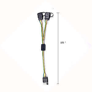 NEWSUN® Universal 4-Way Flat Y-Splitter Plug for Tailgate Light Bars & Trailer Lights,Plug & Play Adapter Extension Harness Wiring Plug 4 Pin Connectors, with Waterproof Cap