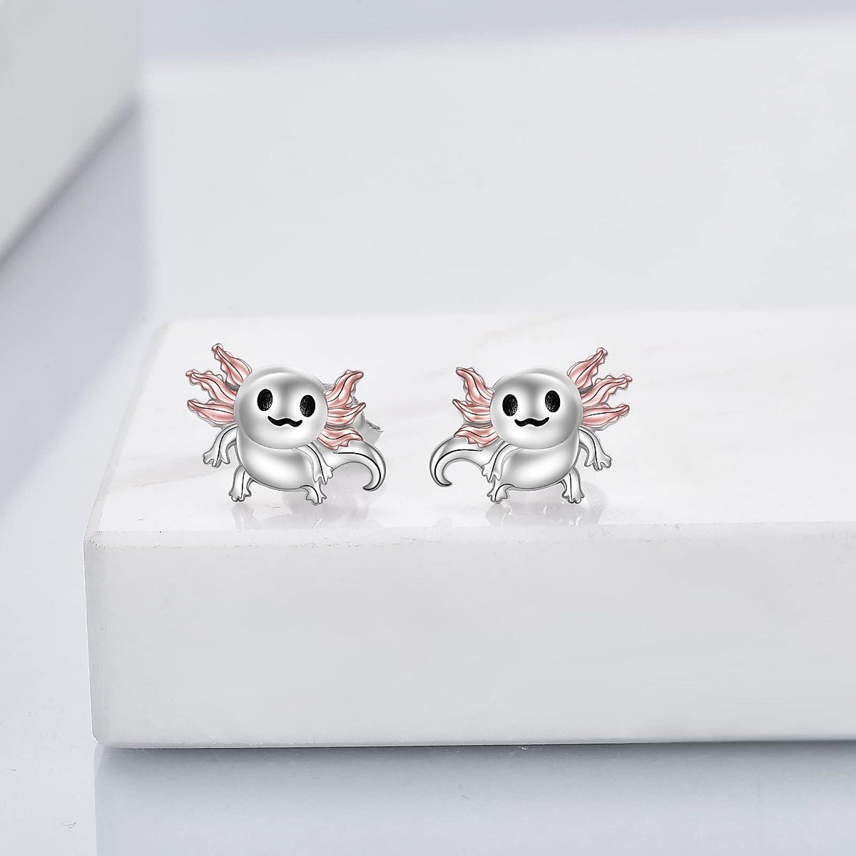 YAFEINI Axolotl Stud Earrings Sterling Silver Sea Creature Stud Earrings Tiny Earrings Animal Lover Cute Jewelry Gift