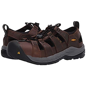 KEEN Utility Men's Atlanta 2 Cooler Plus Low Steel Toe Slip On Non Slip Work Shoes, Cascade Brown/Black, 9 Medium US