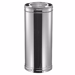 DuraVent DuraPlus 36 x 6 Inch Galvanized Stainless Steel Triple Wall Wood Burning Stove Pipe Connector for Ventilation with Twist Lock, Silver