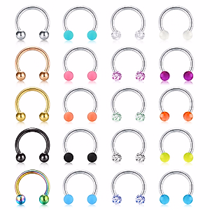 Mayhoop 16G Stainless Steel Horseshoe Nose Septum Rings Piercing Jewelry Cartilage Helix Tragus Earring Hoop Lip Horseshoe Piercing Retainer for Women Men 10mm 3/8"