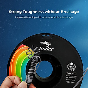 Official Creality Upgrade Ender 3D Printer Filament, Grey PLA+ Filament 1.75mm, 1kg Spool (2.2lbs), Accuracy +/- 0.02mm, 3D Printing Filament, Strong Toughness, Vacuum Packaging, Environment Friendly