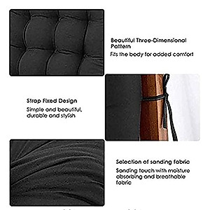 Chair Pad Seat Cushion Non-Skid Backing Durable Fabric Superior Comfort Softness Reduces Pressure Rocking Chair Pad Set Washable (Black)