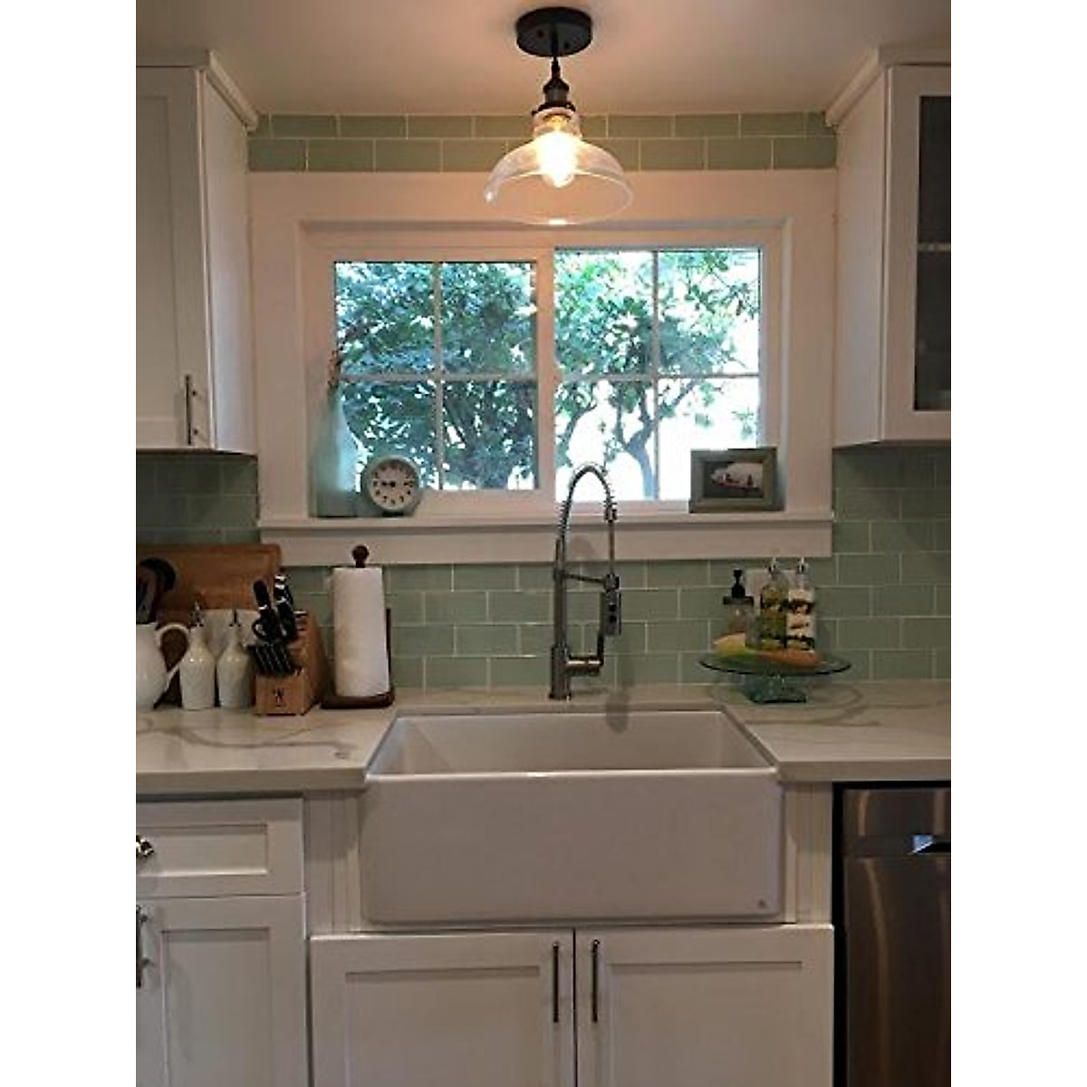 CLAXY Ecopower Industrial Edison Vintage Style 1-Light Pendant Glass Hanging Light