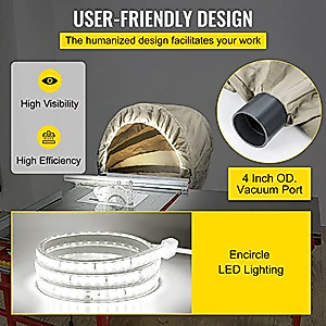 VEVOR Miter Saw Hood, 5000-L Lighted Dust Solution For Miter Saws, Chop Shop Dust Collection w/Light 110V, Dust Collector Compatible with all Miter Saws, Accessory Holes, Carrying Bag