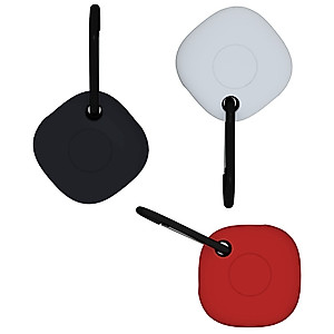 BLLQ Soft Silicone Cover Case with Key Ring Keychain Clip Compatible with Samsung Galaxy SmartTag + Plus/Sam Sung Galaxy SmartTags,3 Pack, Black/White/Red